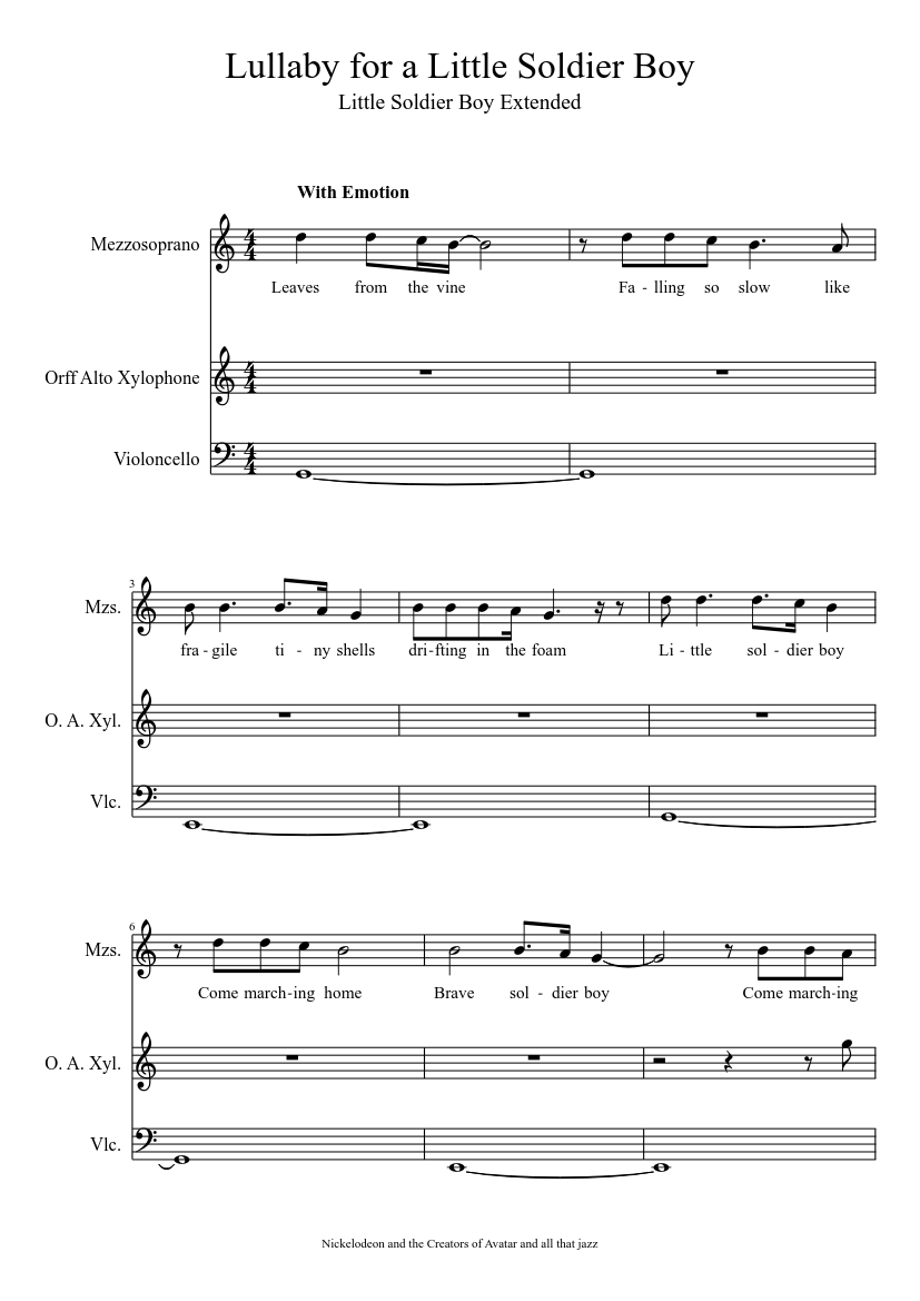 Lullaby for a Little Soldier Boy Sheet Music for Snare drum, Bass drum ...