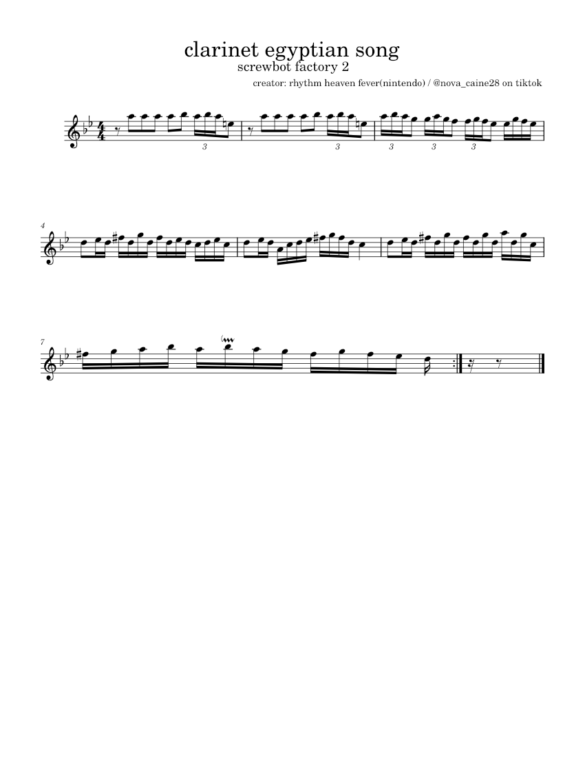 clarinet egyptian song - screwbot factory 2 Sheet Music for Clarinet other (Solo) | MuseScore.com