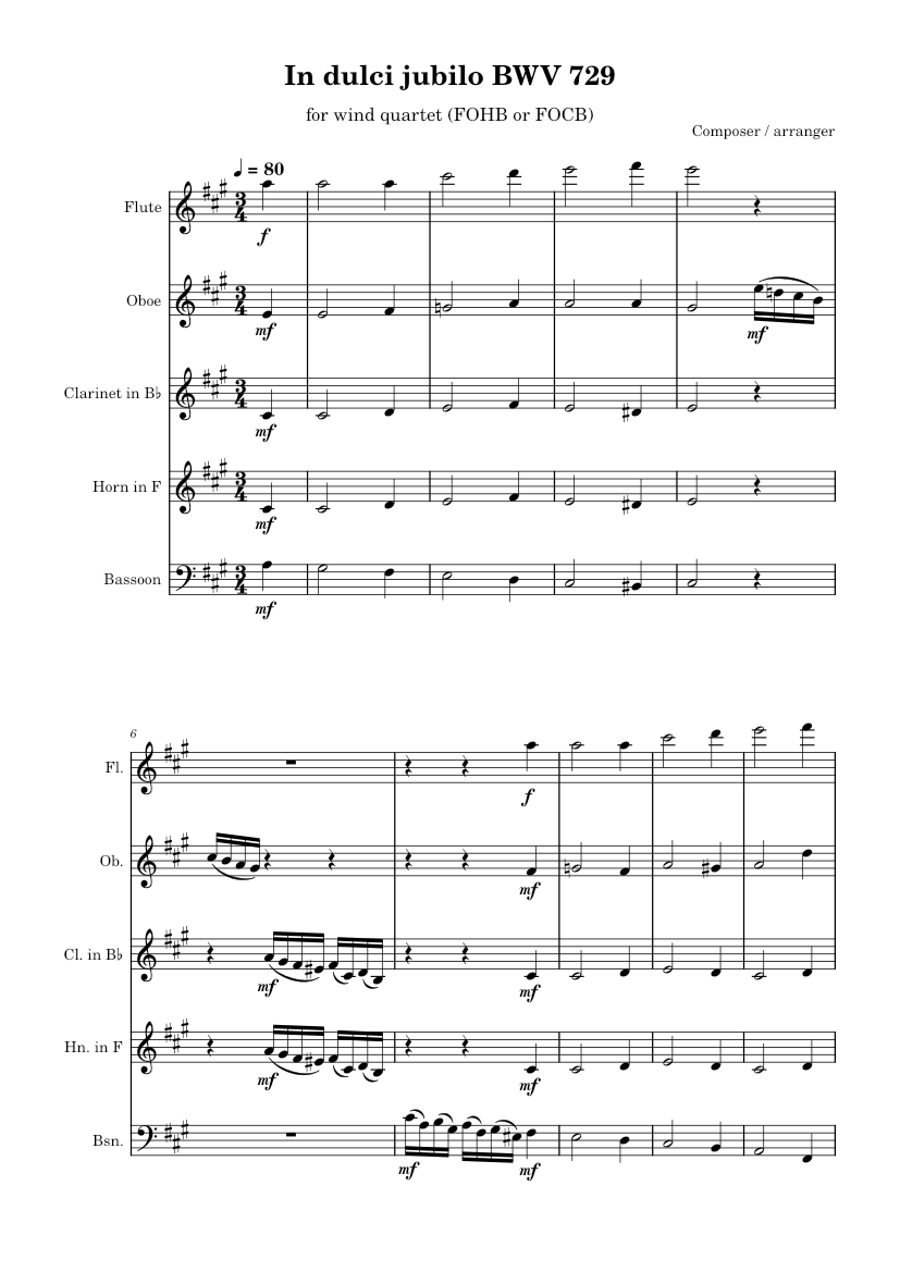 In dulci jubilo, BWV 368 – Johann Sebastian Bach Sheet Music for Flute ...