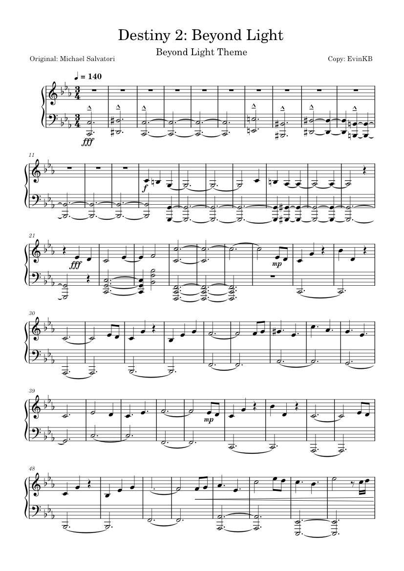 Destiny 2 Beyond Light Sheet music for Piano (Solo) Easy | Musescore.com