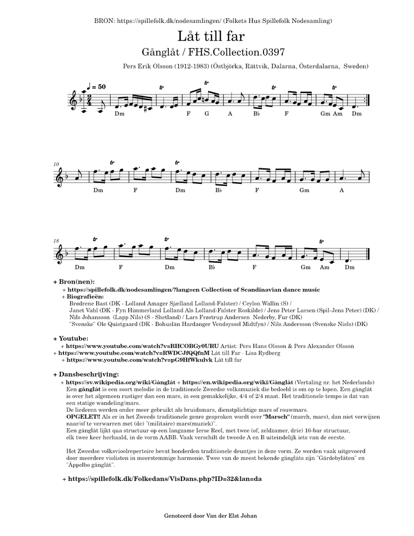 Låt till far (FHS.Collection.0397) Sheet music for Violin (Solo ...