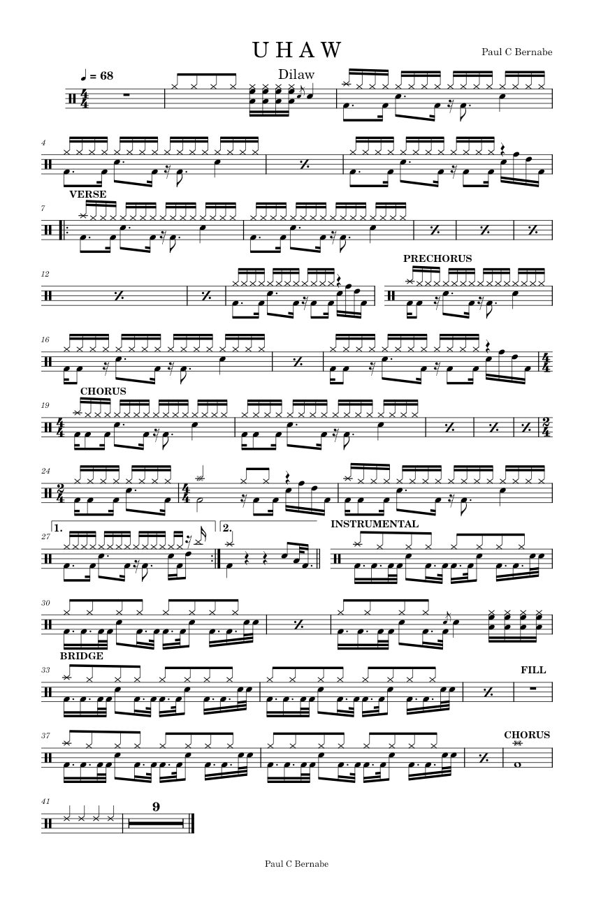 Uhaw(Tayong Lahat) – Dilaw Uhaw - Dilaw Sheet Music for Drum group ...