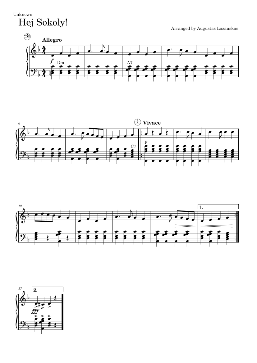 Hej Sokoly! Sheet Music for Accordion (Solo) | MuseScore.com