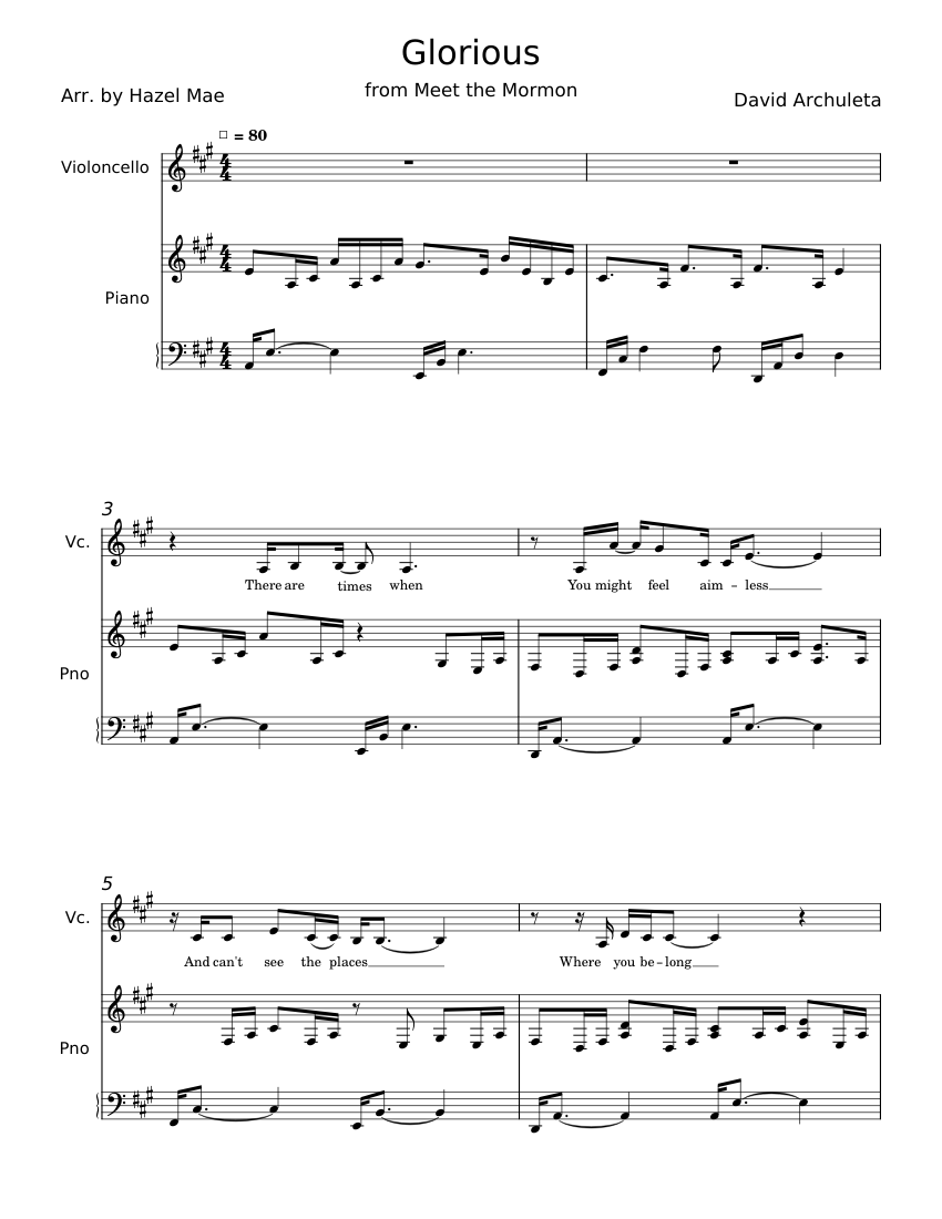 Glorious - David Archuleta Sheet music for Piano, Strings group (Mixed ...