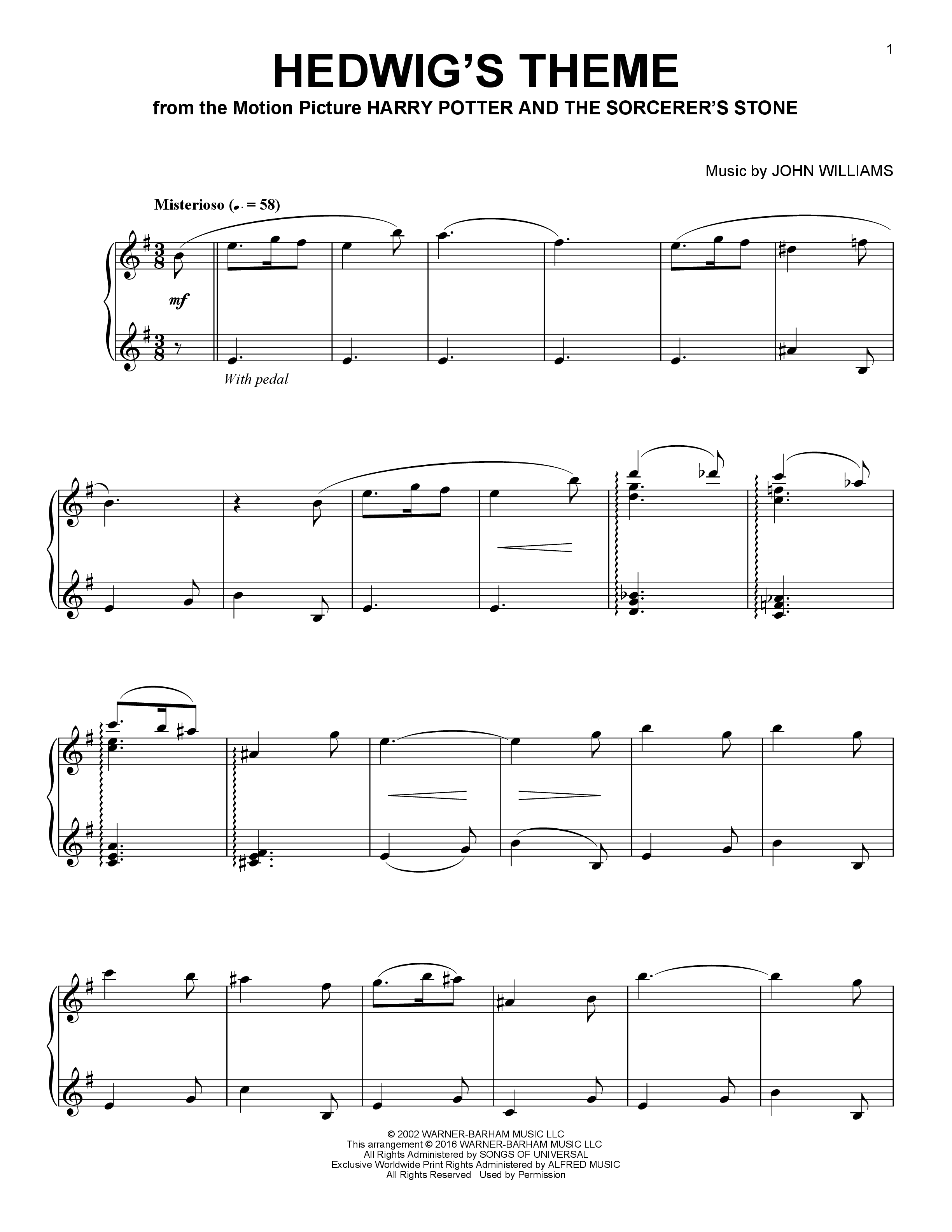 Play Official version of Hedwig's Theme (from Harry Potter) Sheet Music ...