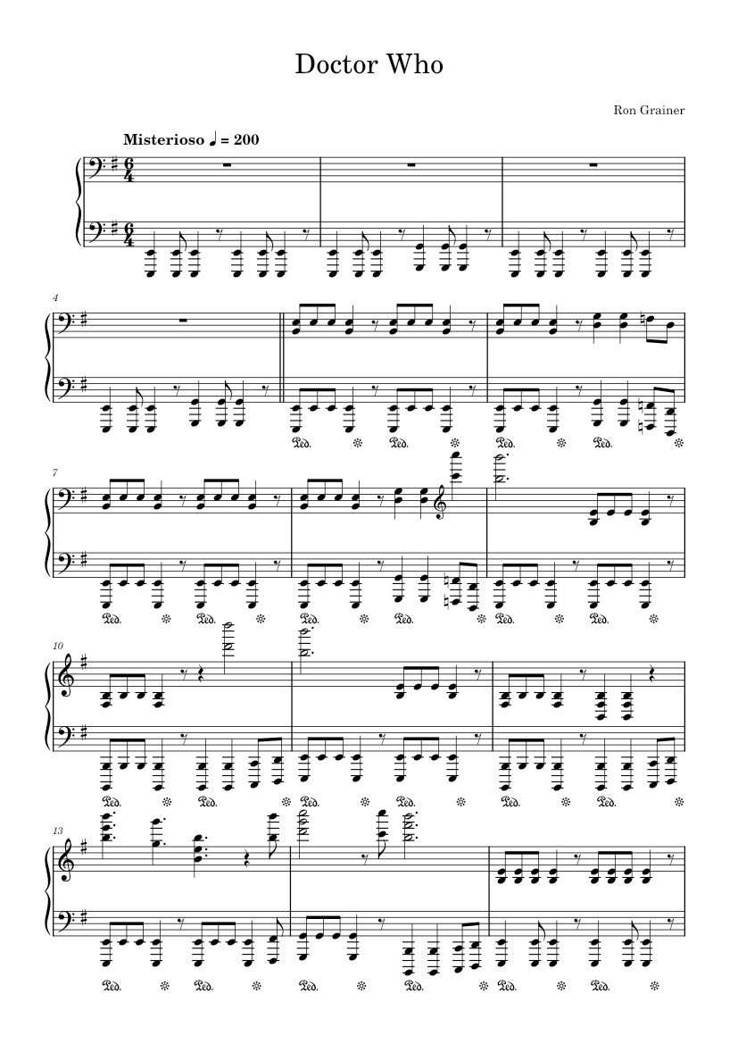 Doctor Who Theme – Ron Grainer Sheet music for Piano (Solo) | Musescore.com