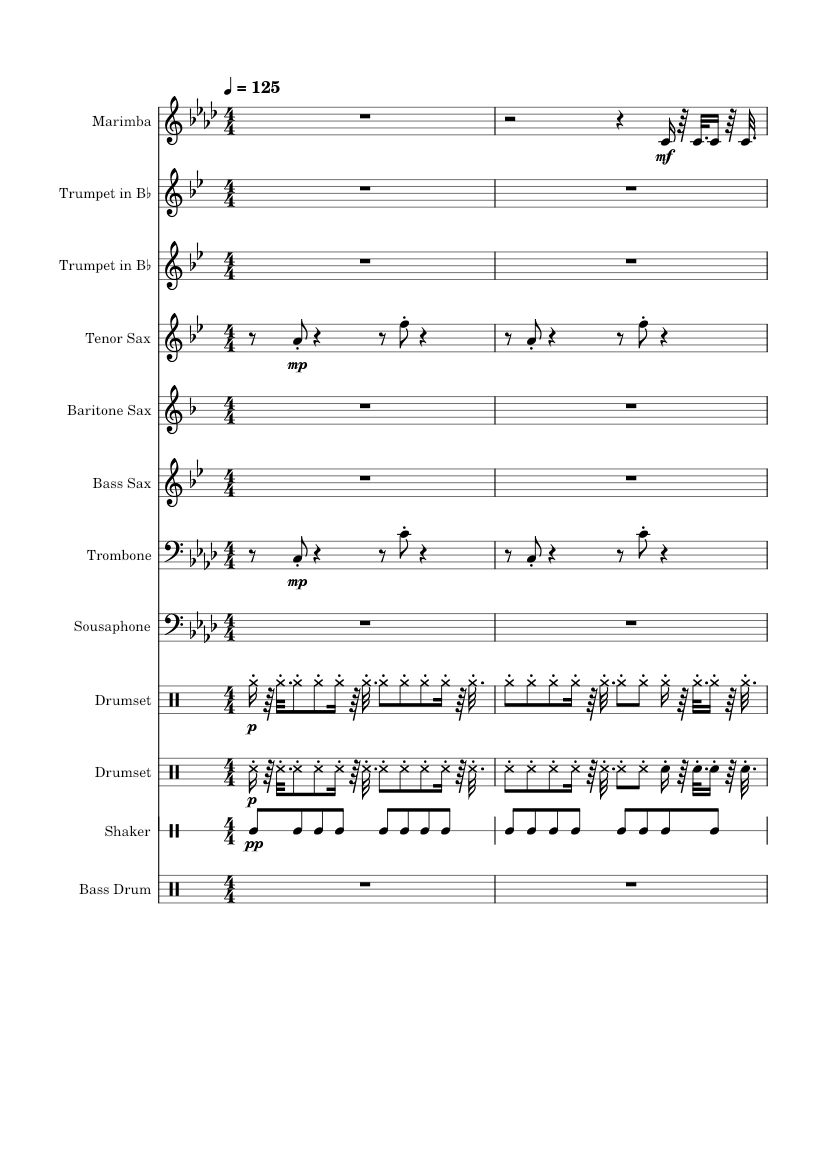 Slow Loris – MEUTE Sheet music for Trombone, Saxophone tenor, Saxophone baritone, Trumpet in b ...