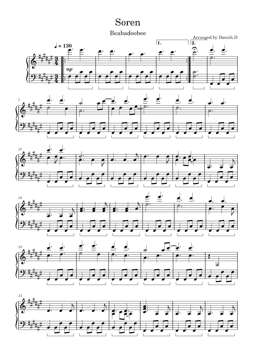 Soren Sheet music for Piano (Solo) Easy | Musescore.com