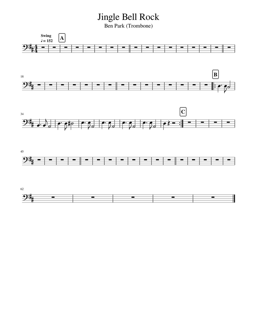 Jingle Bell Rock Sheet music for Trombone (Solo) | Musescore.com
