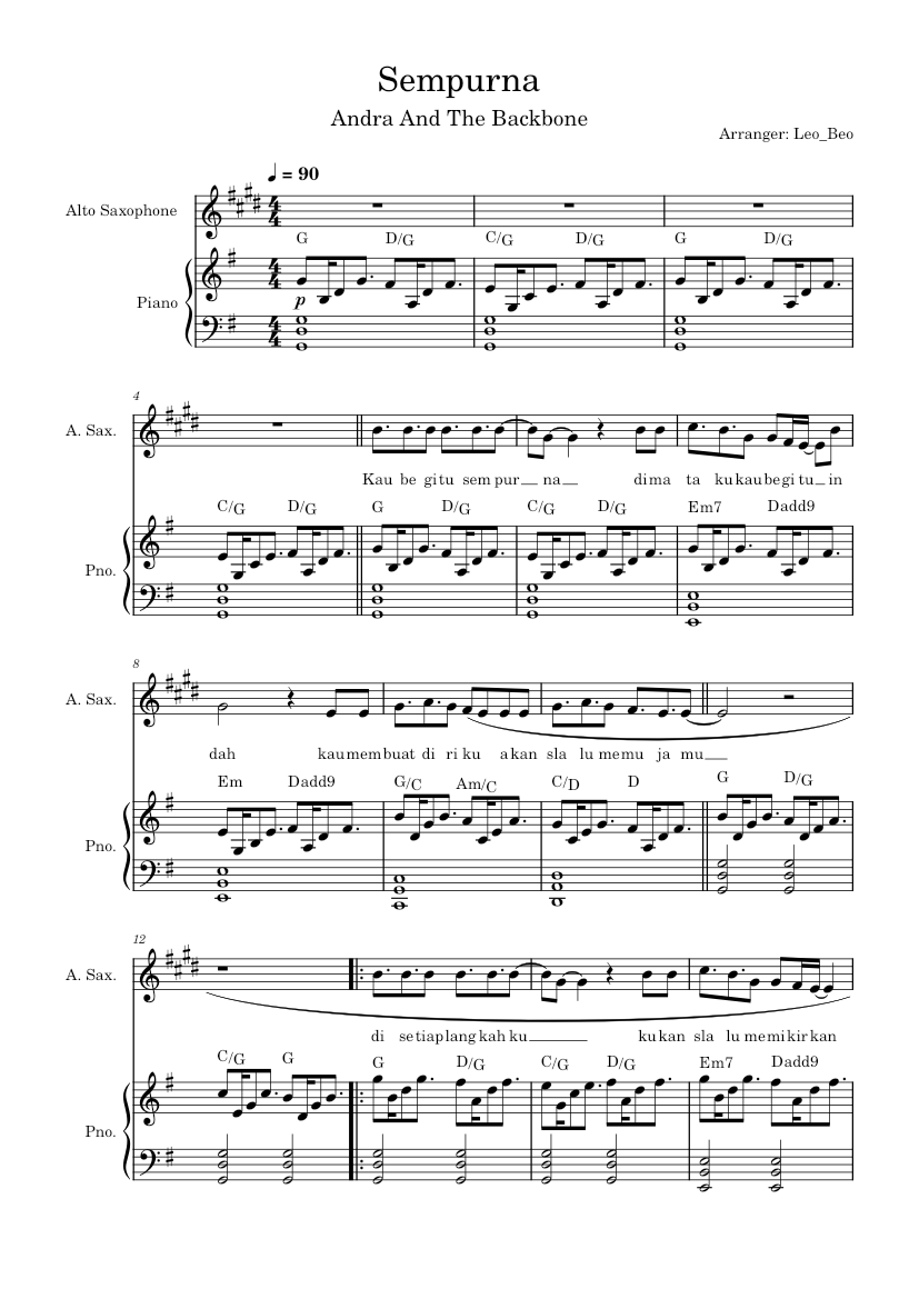 Sempurna Sheet music for Piano, Saxophone alto (Solo) | Musescore.com