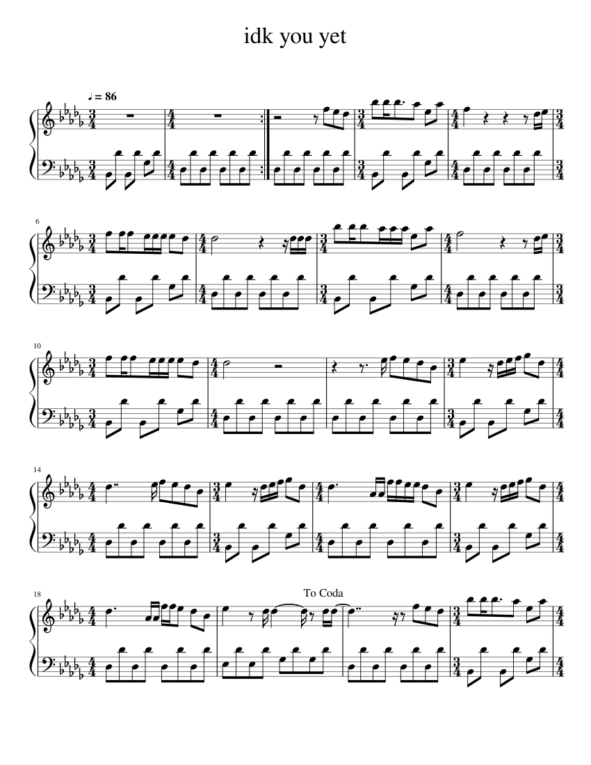 idk you yet Sheet music for Piano (Solo) Easy | Musescore.com