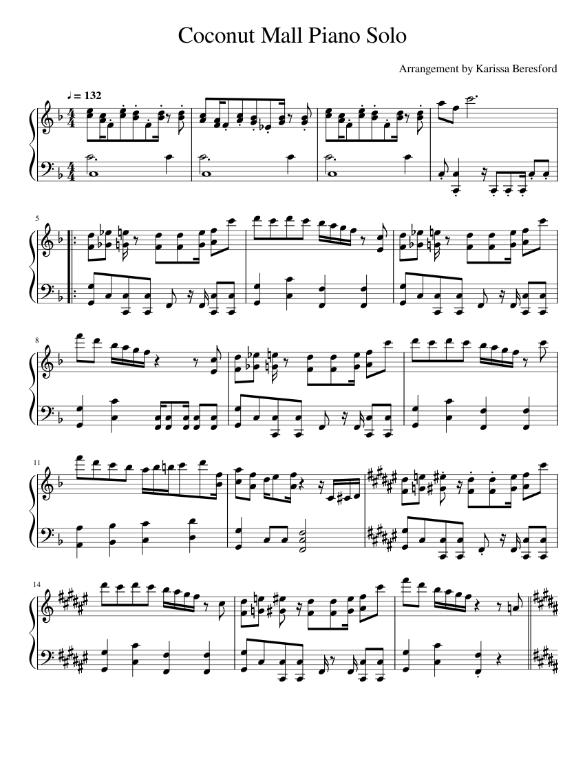 Coconut Mall Sheet music for Piano (Solo) | Musescore.com
