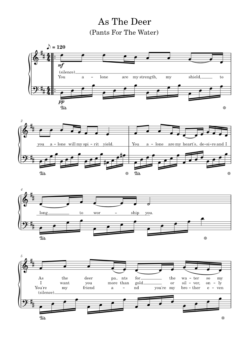 As the deer – Martin J Nystrom As The Deer - Piano Version Sheet Music ...
