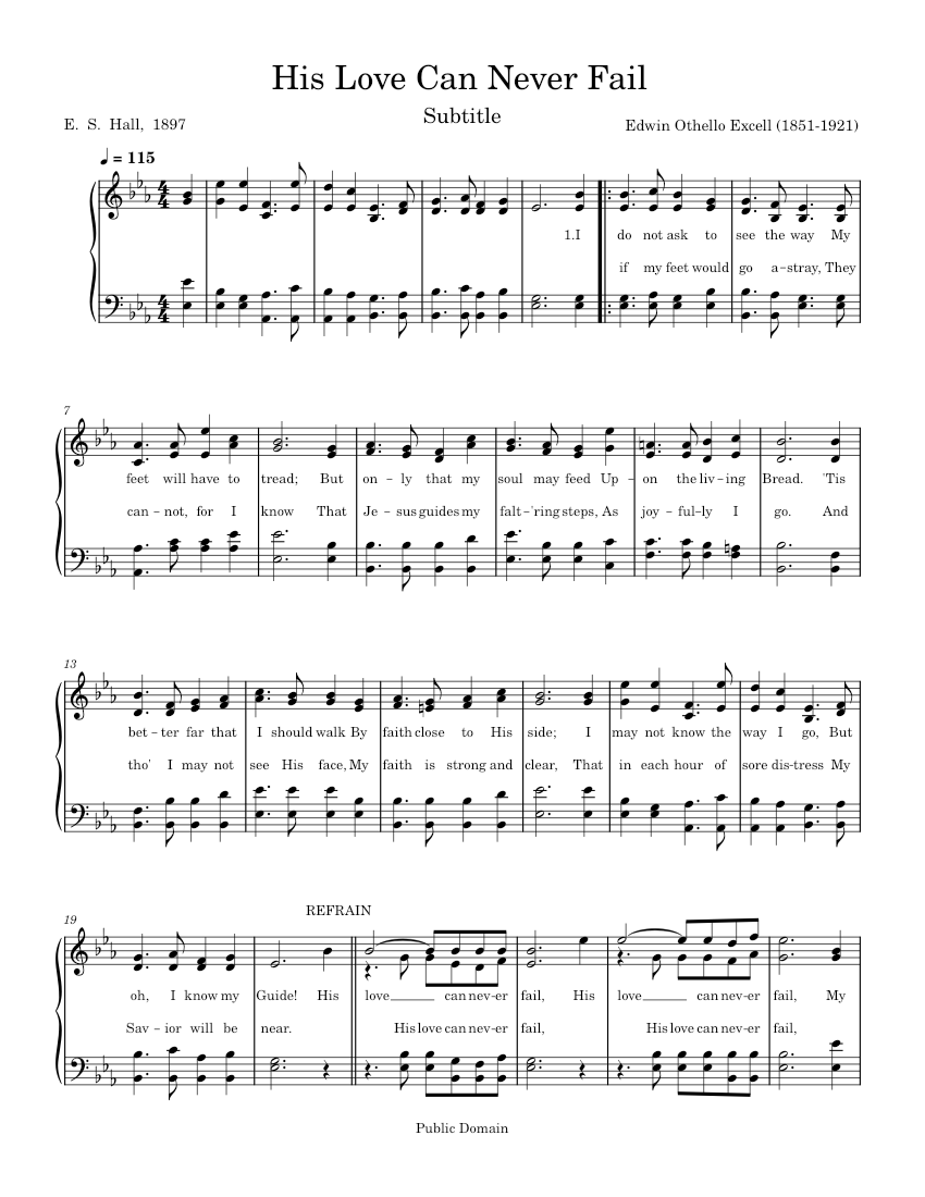 His Love Can Never Fail Sheet Music for Piano (SATB) Easy | MuseScore.com