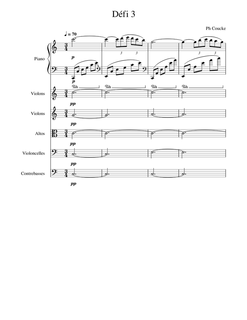 Défi 3 Coucher de soleil Sheet music for Piano, Flute, Oboe, Clarinet ...