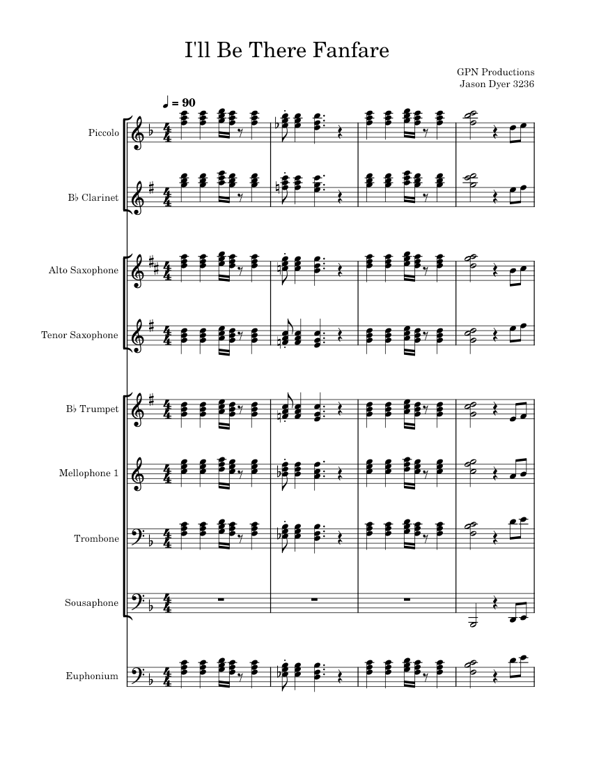 I'll Be There Fanfare Sheet music for Trombone, Euphonium, Mellophone, Flute piccolo & more ...
