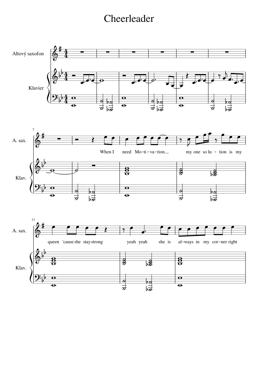 Cheerleader klav r sax Sheet music for Piano, Saxophone alto (Solo ...