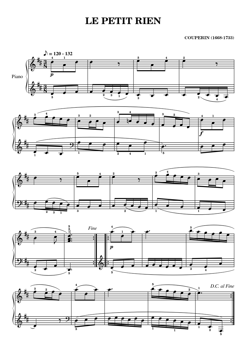 LE PETIT RIEN – François Couperin Sheet Music for Piano (Solo) Easy ...