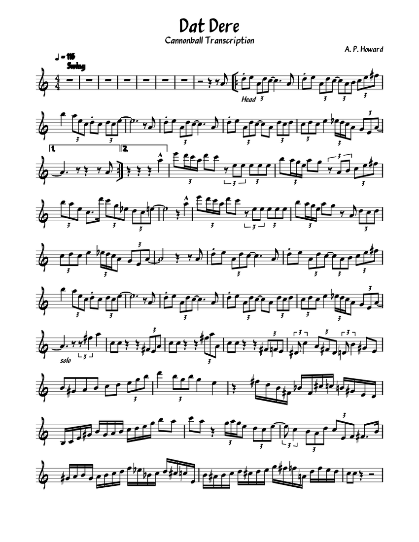 Dat_Dere Sheet music for Saxophone alto (Solo) | Musescore.com