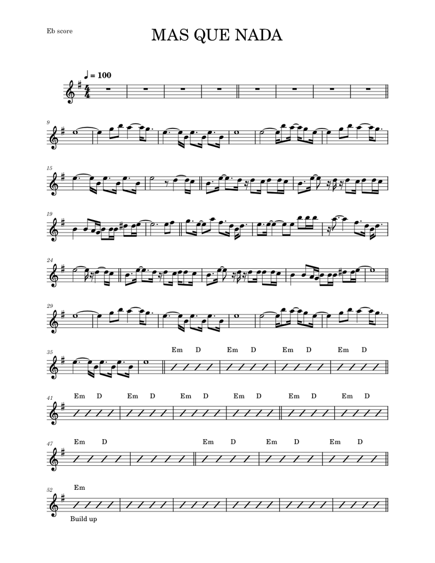 Mas Que Nada – Sergio Mendes Sheet music for Saxophone alto (Solo ...