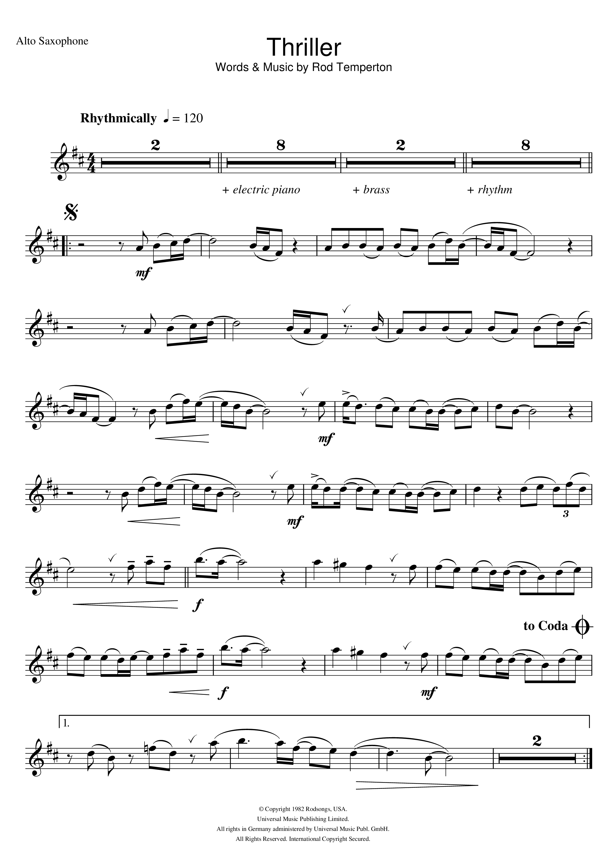 Play Official version of Thriller Sheet Music by Michael Jackson for ...