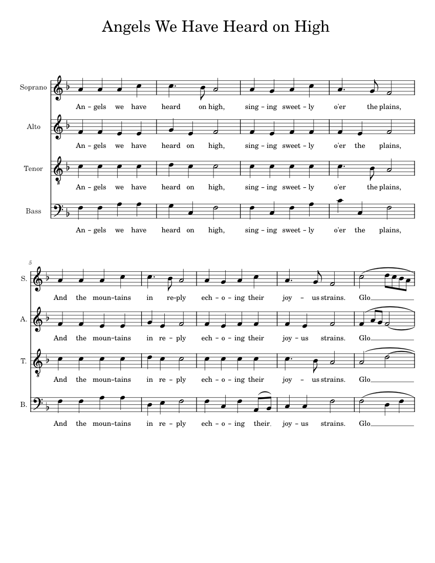 Angels We Have Heard on High Sheet music for Soprano, Alto, Tenor, Bass voice (SATB) | Musescore.com