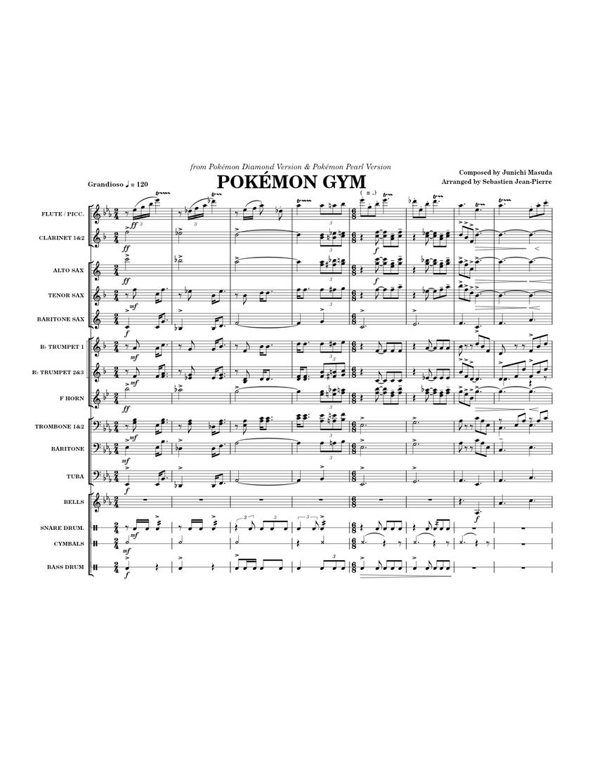 Pokémon Diamond & Pearl - Gym Theme (Marching Band) Sheet music for ...