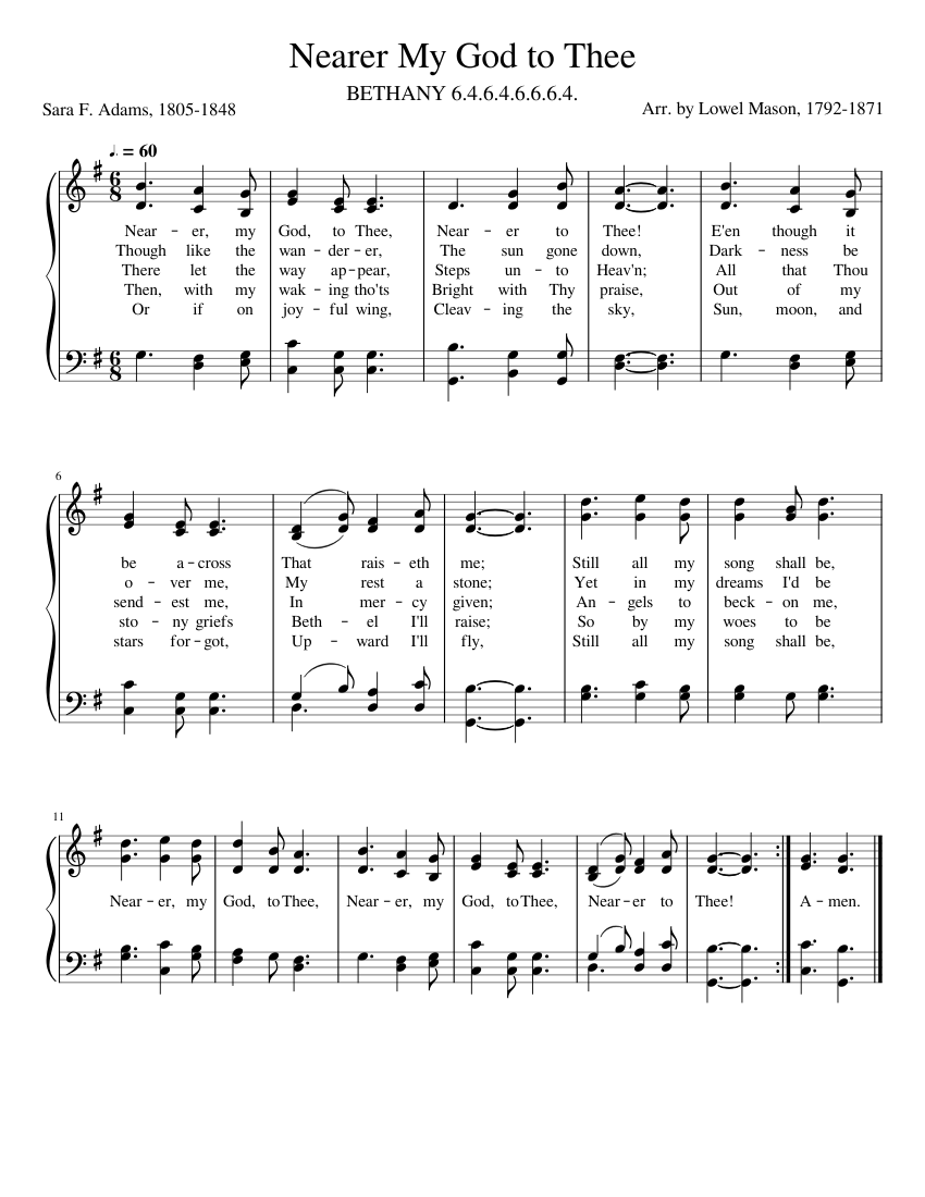 Nearer My God to Thee Sheet music for Organ (Solo) | Musescore.com