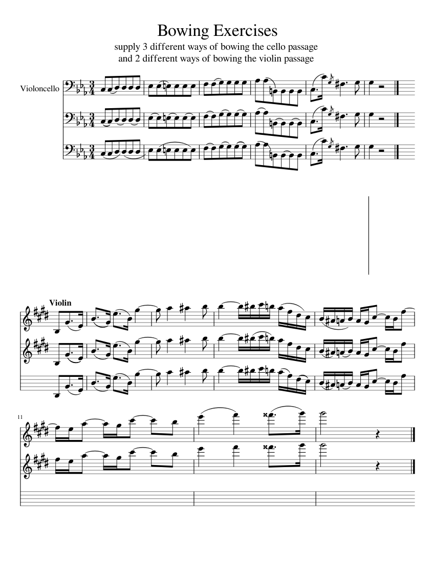 John Nevill's Bowing Exercises Sheet music for Cello (Mixed Trio ...