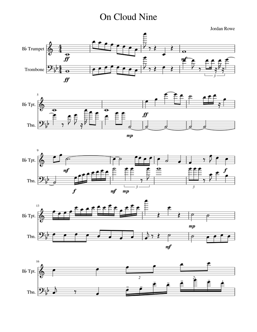 On Cloud Nine Sheet music for Trumpet (In B Flat), Trombone (Brass Duet ...