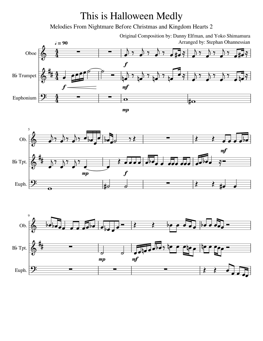 This is Halloween Medly Sheet music for Oboe, Trumpet in b-flat ...