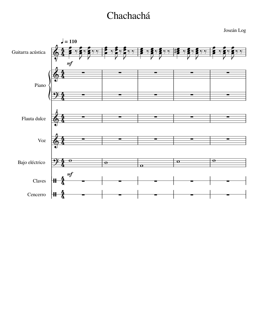 Chachachá Sheet music for Piano, Vocals, Guitar, Bass guitar & more ...