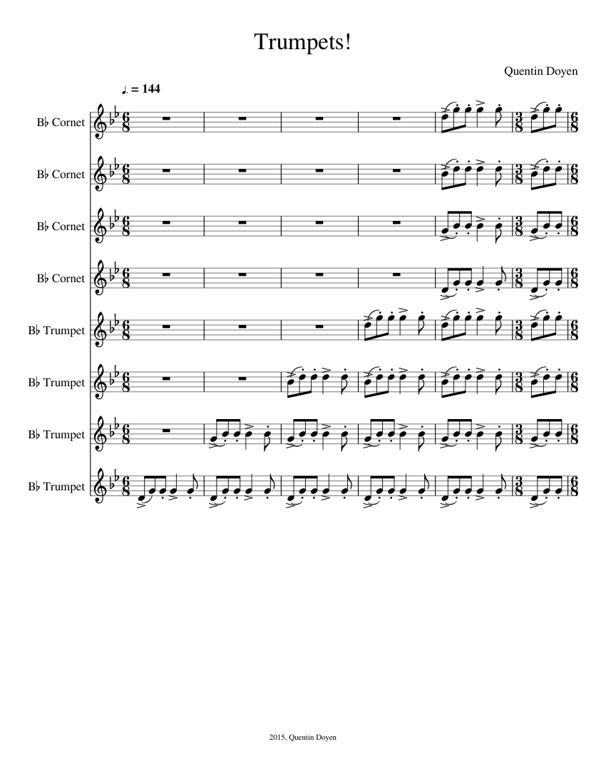 Trumpets! Sheet music for Cornet, Trumpet in b-flat (Brass Ensemble) | Musescore.com