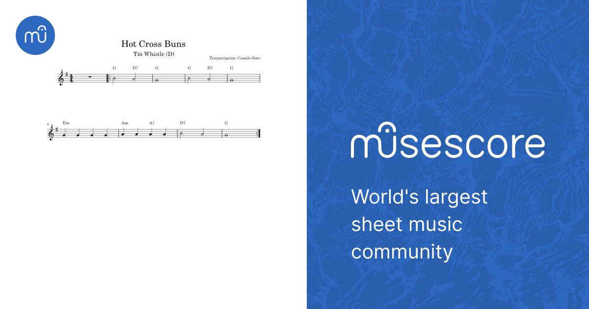 Hot Cross Buns (Tin Whistle D) Sheet music for Flute other (Solo ...