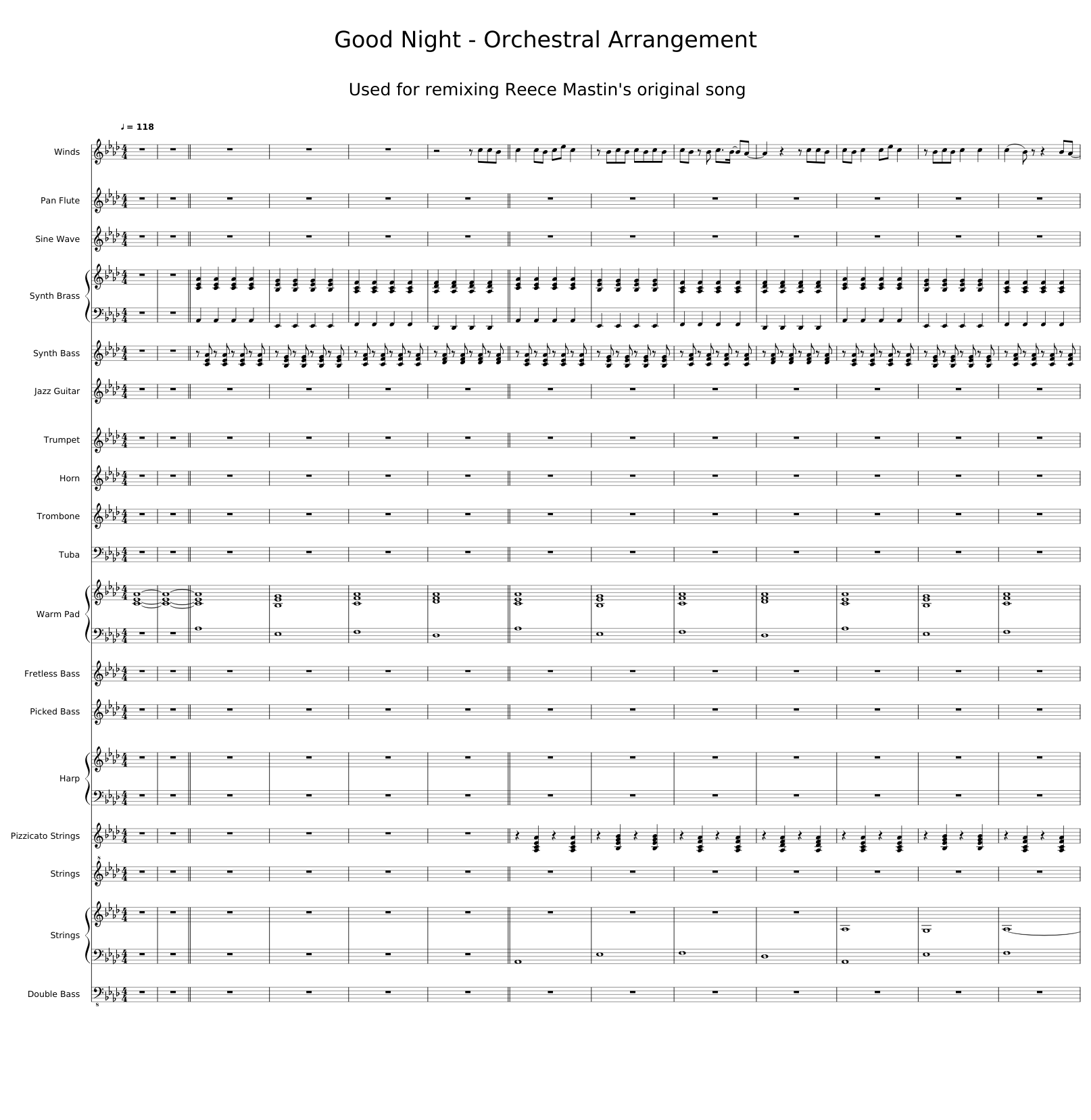 Good Night - Orchestral Arrangement Sheet music for Piano, Trombone ...