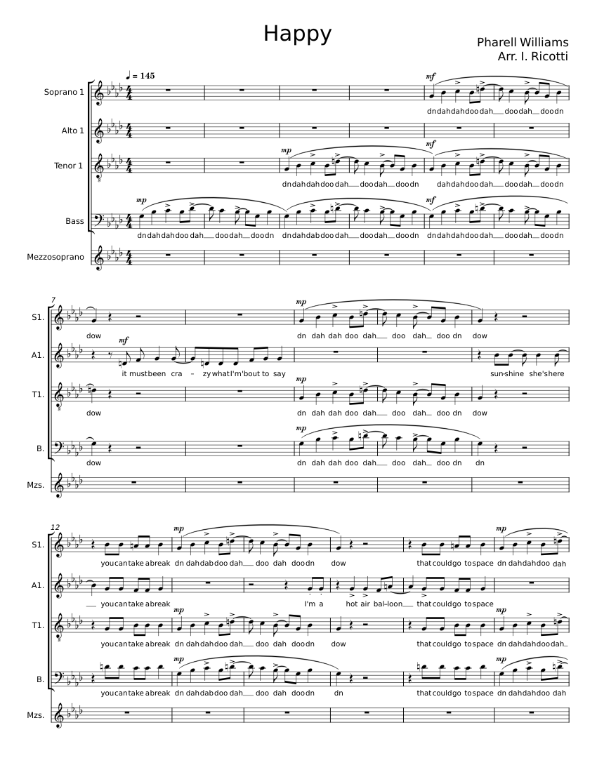 Happy - Pharell Williams Sheet music for Bass guitar, Synthesizer ...