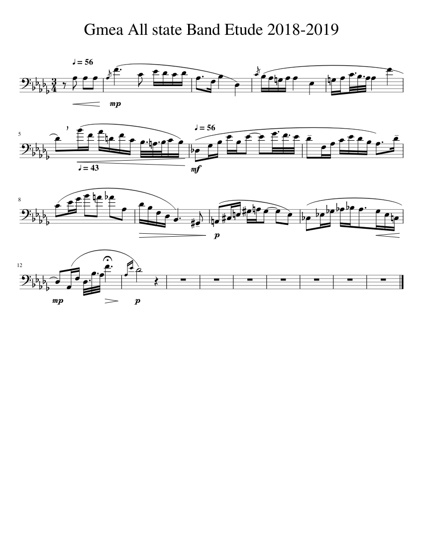 Gmea All state Band Etude 2018-2019 - Baritone BC- Symphonic Band Sheet ...