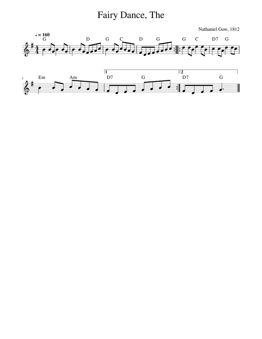 Nathaniel Gow - The Fairy Dance Sheet music for Piano (Solo ...