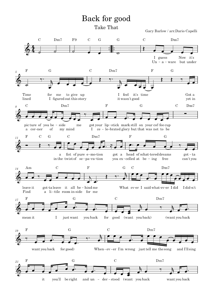 Back For Good Sheet music for Piano (Solo) Easy | Musescore.com