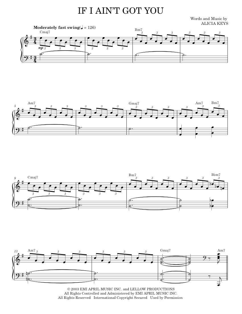 If I Ain't Got You Sheet music for Piano, Vocals by Alicia Keys ...