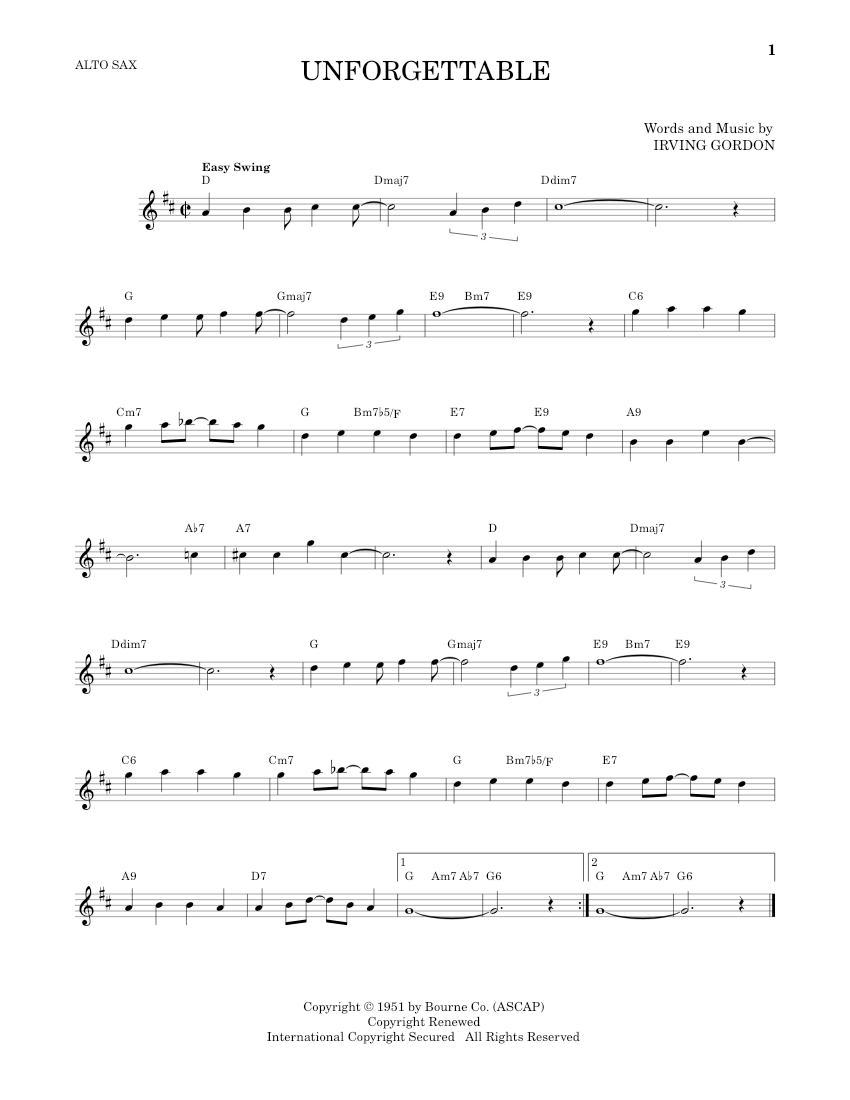 Play Official version of Unforgettable sheet music by Dinah Washington ...