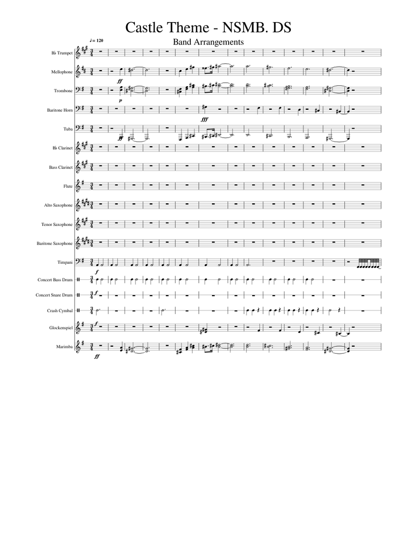Castle Theme from New Super Mario Bros. DS Sheet music for Trombone ...