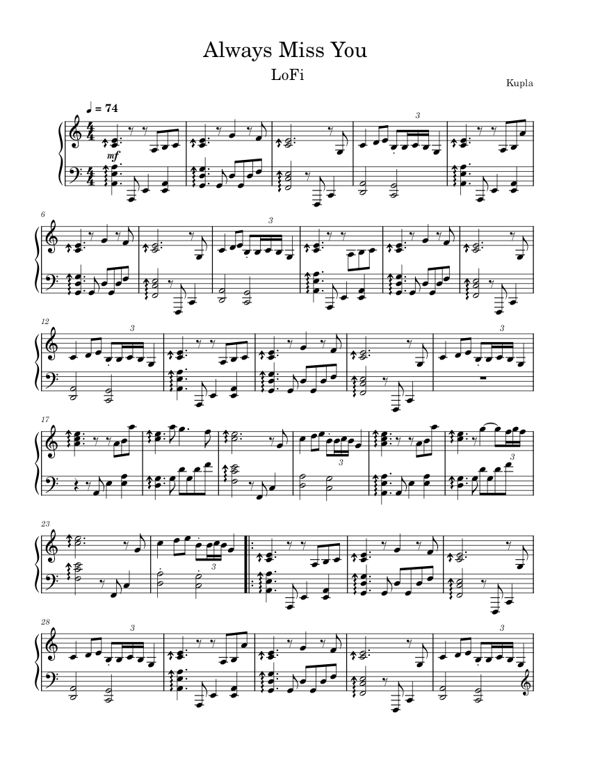 Always Miss You – Kupla Sheet music for Piano (Solo) | Musescore.com