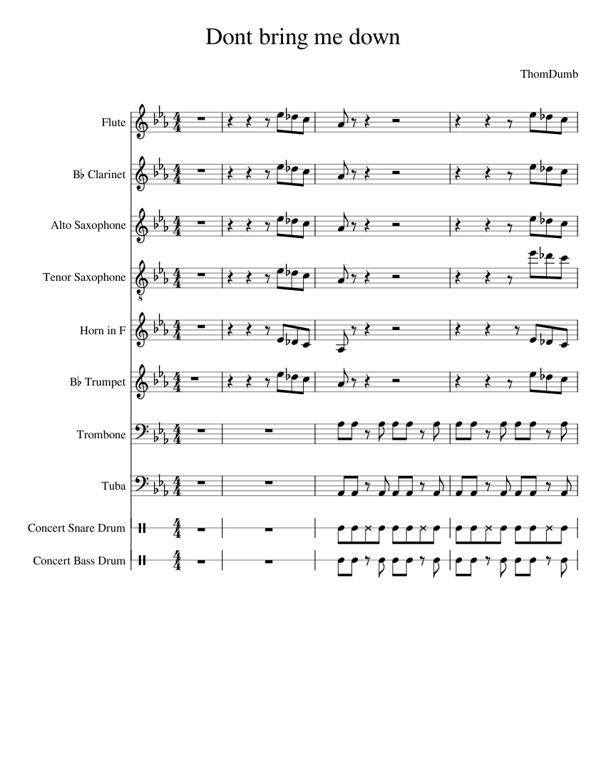 Dont bring me down Sheet music for Trumpet (In B Flat), Trombone, Flute, Clarinet (In B Flat ...