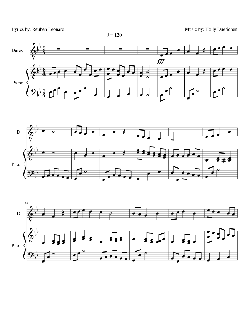 Darcy song Sheet music for Piano (Piano Duo) | Musescore.com