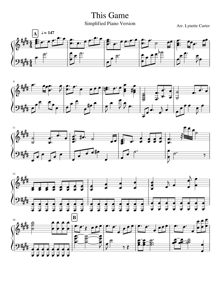 This Game Simplified Piano Version Sheet music for Piano (Solo ...