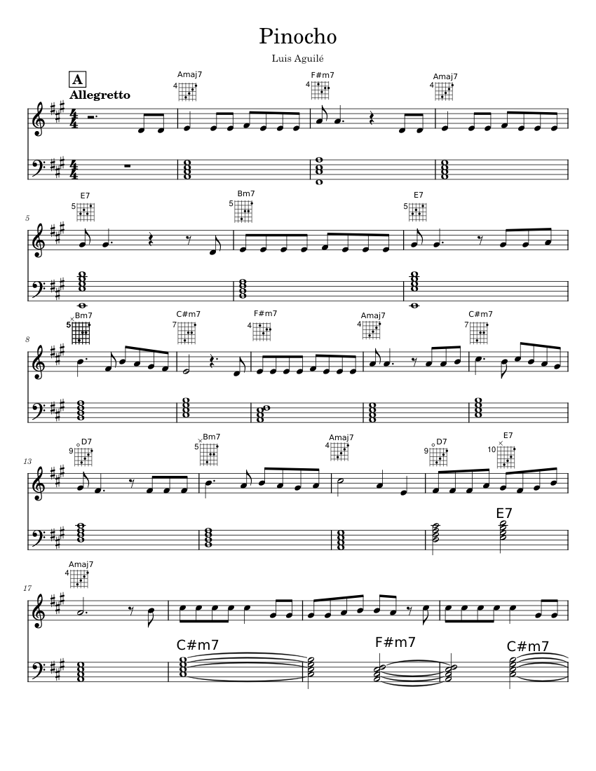 Pinocho Sheet music for Piano (Solo) Easy | Musescore.com