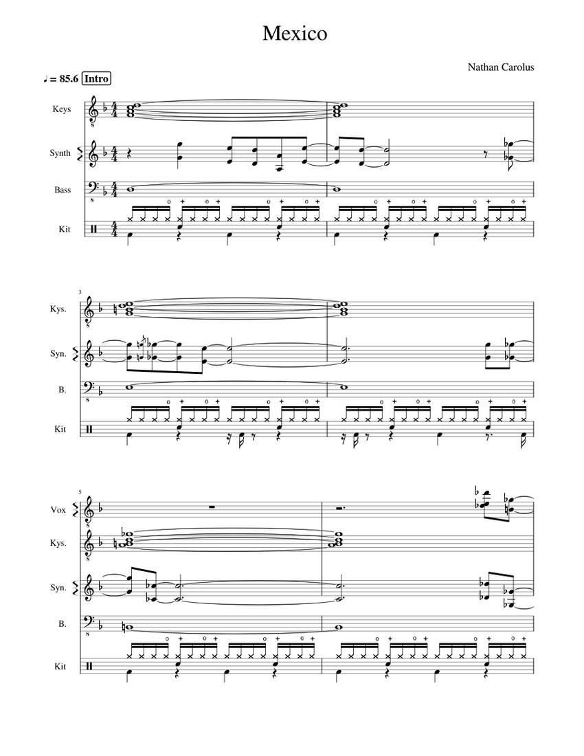 Mexico Sheet music for Piano, Guitar, Bass guitar, Drum group & more ...