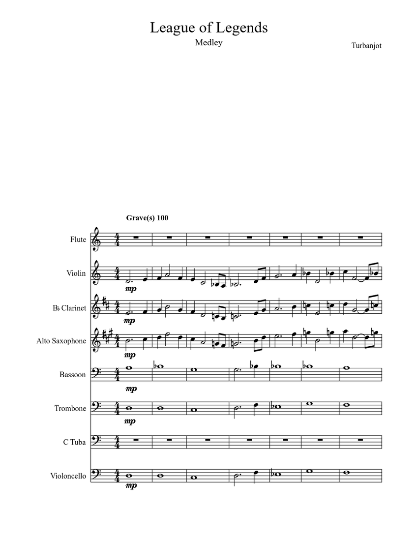 League of Legends Medley Sheet music for Trombone, Tuba, Flute, Bassoon ...