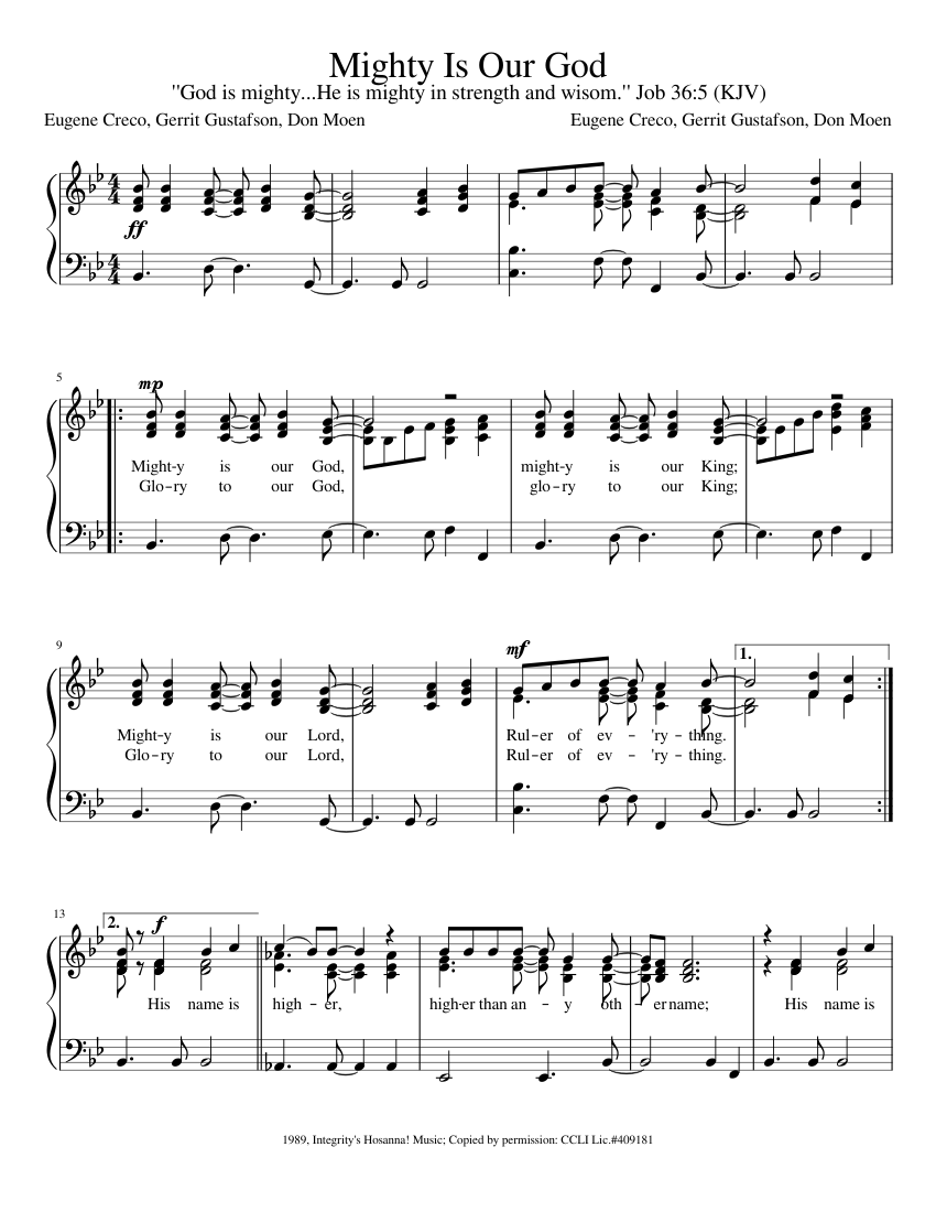 Mighty Is Our God Sheet music for Piano (Solo) Easy | Musescore.com